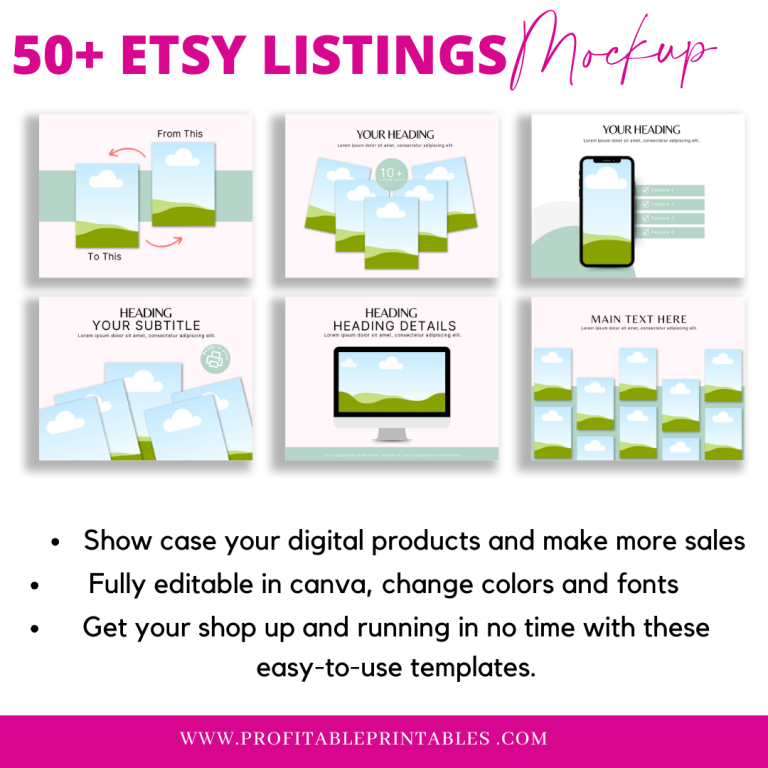 Printable and Digital Products Listing Mock Up Template, Etsy Listing ...