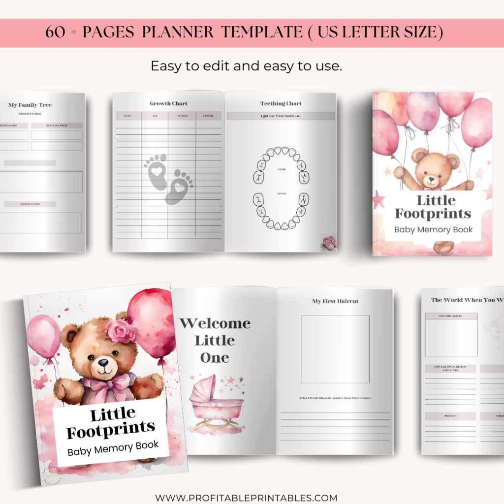 Baby Memory Book (Editable Canva Template )- 60 PLUS PAGES ...